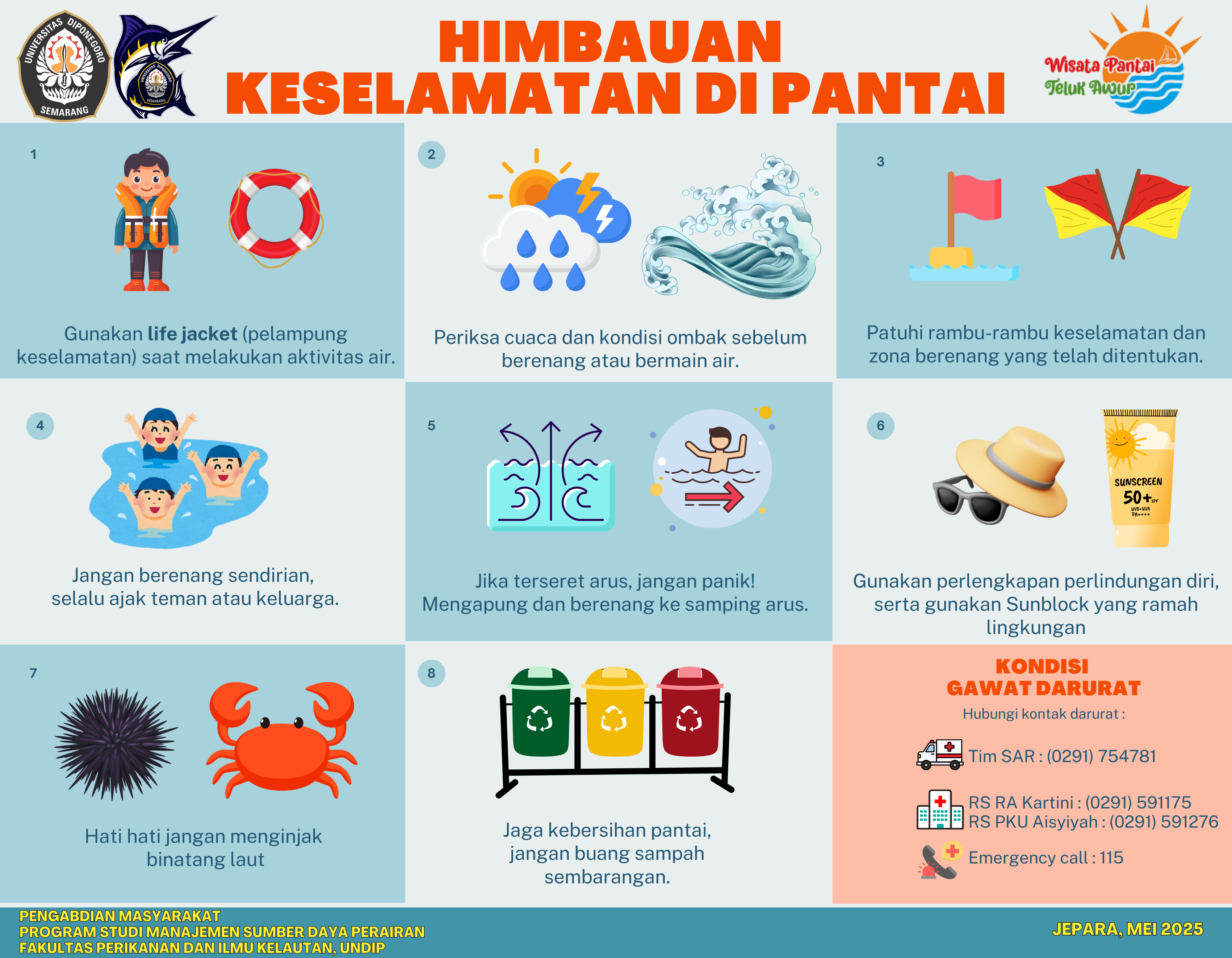Water Tourism Safety Socialization in Teluk Awur Beach : FPIK UNDIP ...